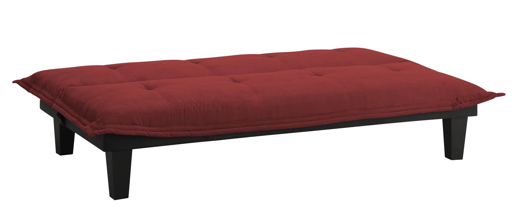 DHP Lodge Convertible Futon Couch Bed with Microfiber Upholstery and Wood Legs, Red