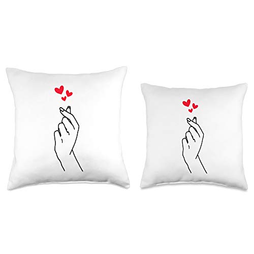 Nami Co. Korean Finger Heart Kpop Love K-pop Merch Kdrama Fans Throw Pillow, 16x16, Multicolor