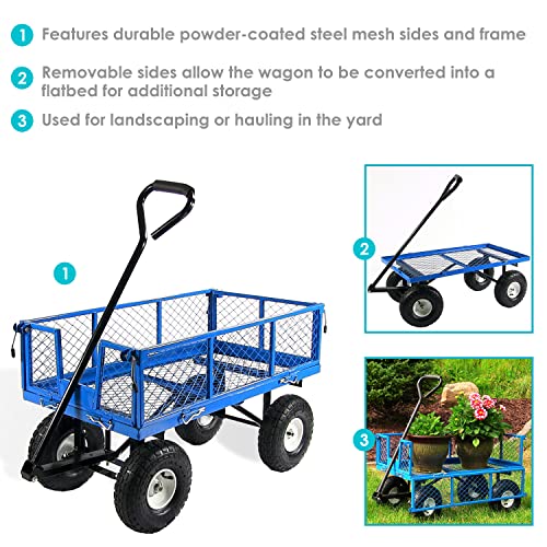 Sunnydaze Utility Cart with Removable Folding Sides, 400 Pound Weight Capacity