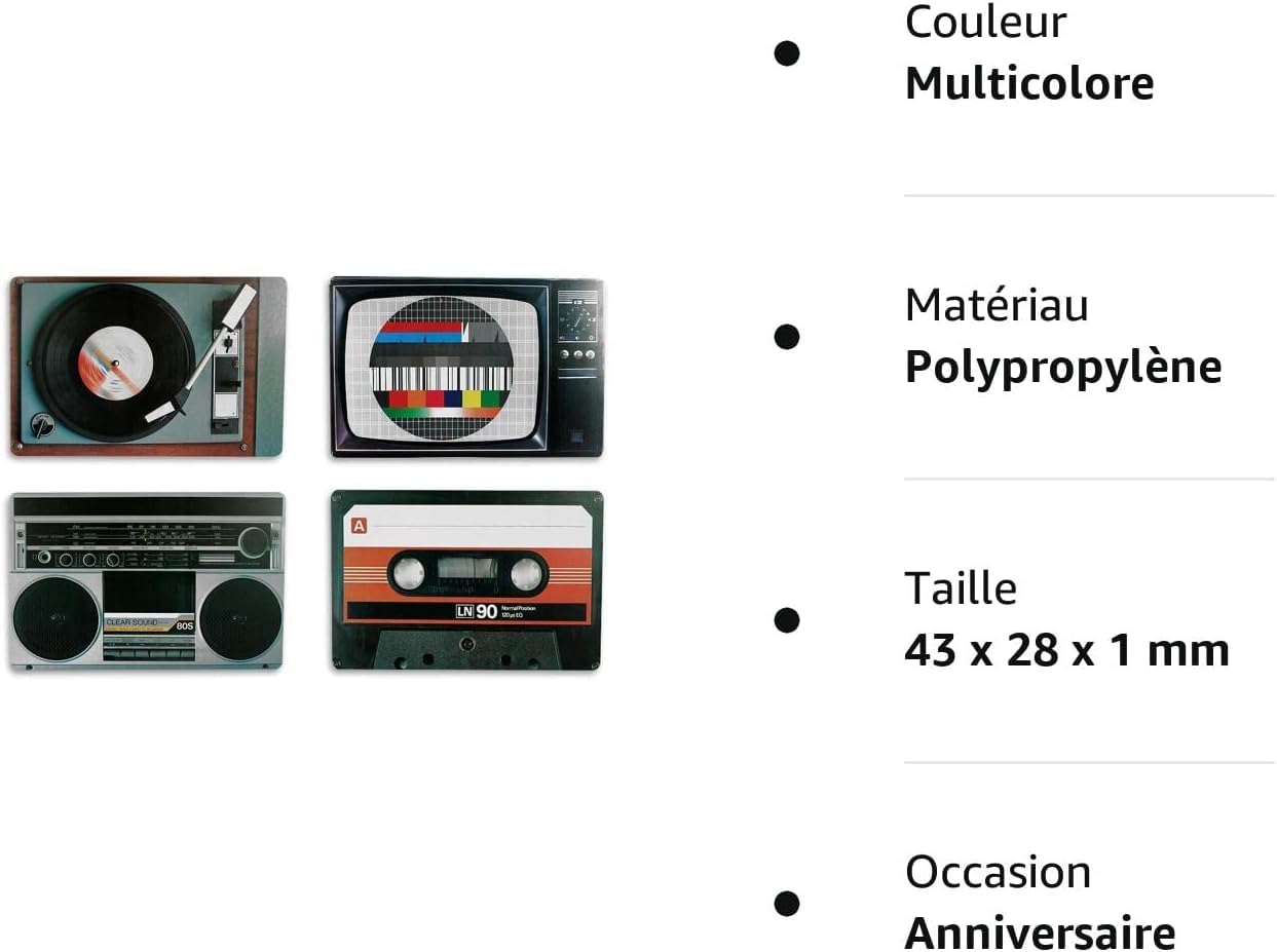 Placemat set nostalgia hifi equipment Retro Style retro style