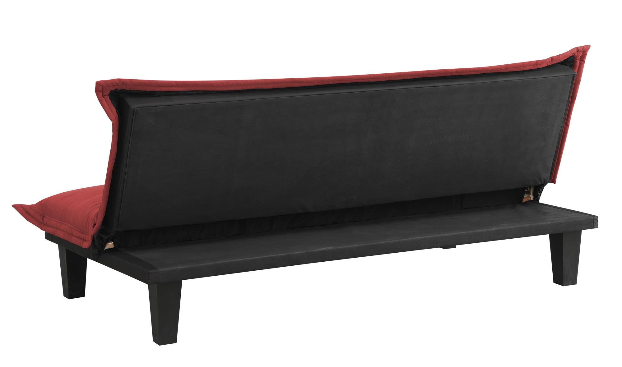 DHP Lodge Convertible Futon Couch Bed with Microfiber Upholstery and Wood Legs, Red