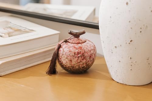 OneWorld Memorials Pet Branch Ceramic Funeral Pet Cremation Urn for Memorials - Holds Up to 30 Cubic Inches of Ashes - Small Sakura Pink