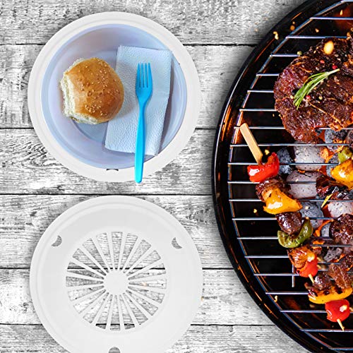 YARNOW Reusable Plastic Paper Plate Holder 10.6 inch Round BBQ Paper Plate Trays Multicolor Lightweight Plate Support Outdoor Picnic Supplies