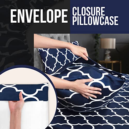 Utopia Bedding Bed Linen Set, Soft Microfiber 4 Pieces Bed Sheets with 15" Deep Pocket - Easy Care Brushed Microfiber (Full, Navy)