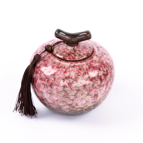 OneWorld Memorials Pet Branch Ceramic Funeral Pet Cremation Urn for Memorials - Holds Up to 30 Cubic Inches of Ashes - Small Sakura Pink