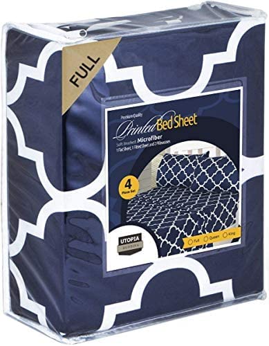 Utopia Bedding Bed Linen Set, Soft Microfiber 4 Pieces Bed Sheets with 15" Deep Pocket - Easy Care Brushed Microfiber (Full, Navy)
