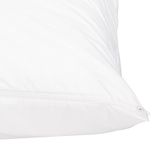 Amazon Basics Standard Pillowcase with Zipper, 100% Cotton Hypoallergenic, Pillow Protector, White (27 x 21 Inches), Pillows Not Included