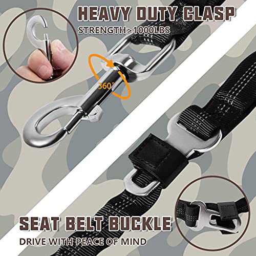 AUROTH Dog Leash Large Dogs, Heavy Duty Dog Leash Bungee, No Pull Dog Leash for Shock Absorption, Black Dog Training Leashes for Medium Large Breed Dogs 6FT, 2 Padded Handles
