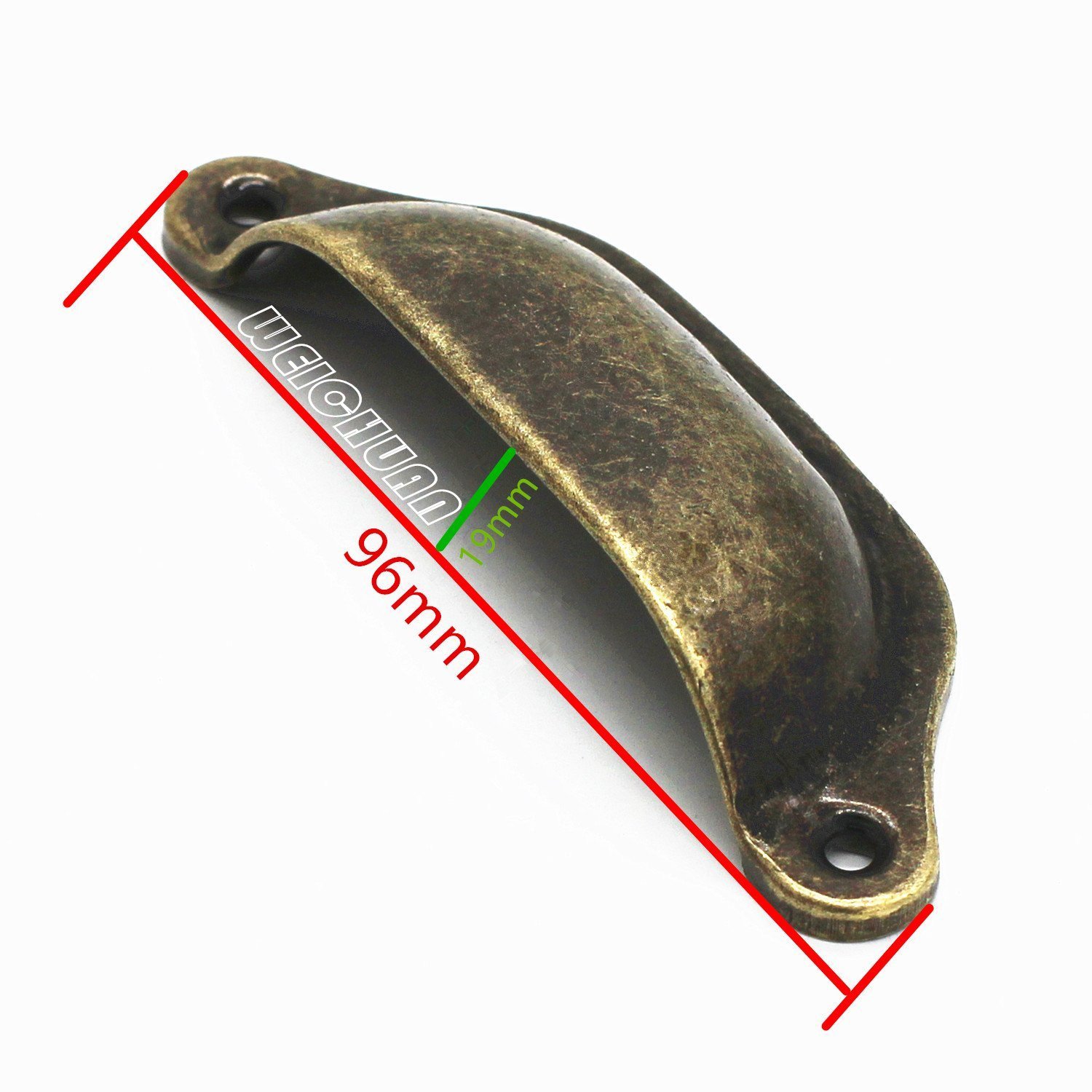 WEICHUAN 20PCS Antique Bronze Iron Drawer Knobs Pulls Handles - Vintage Kitchen Cabinets Furniture Wardrobe Medicine Pull Handle (Length: 96mm Width: 30mm)