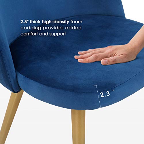 ivinta Royal Blue Dining Chairs Set of 2, Upholstered Velvet Accent Chairs for Living Room Dining Room Kitchen, Modern Side Chairs with Gold Legs…