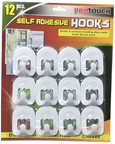 12 Piece Self Adhesive Hooks, Bathroom, Kitchen, Storage