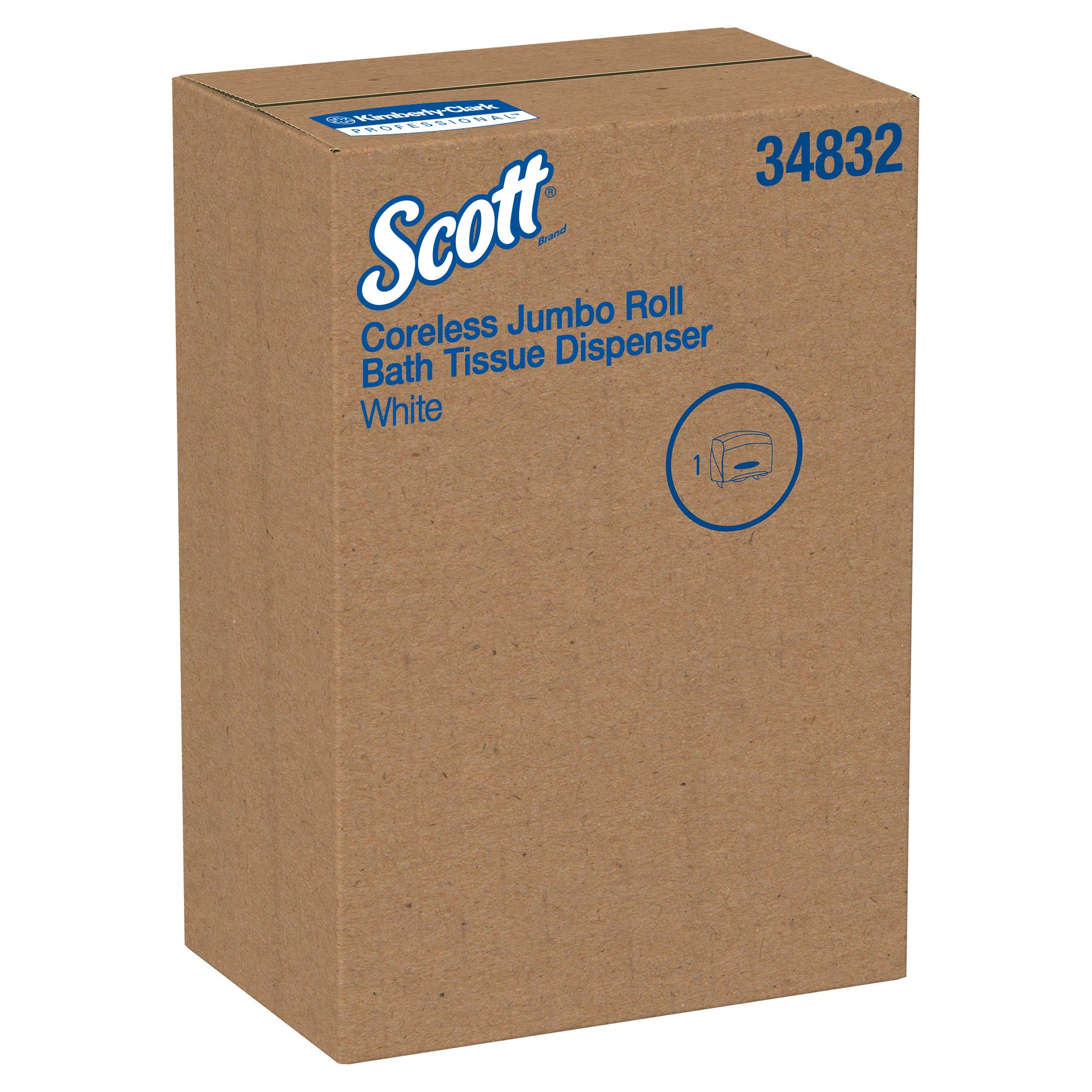 Scott Pro Jumbo Roll (JRT) Coreless Toilet Paper Dispenser (34832), 14.13” x 13.39” x 5.87”, White