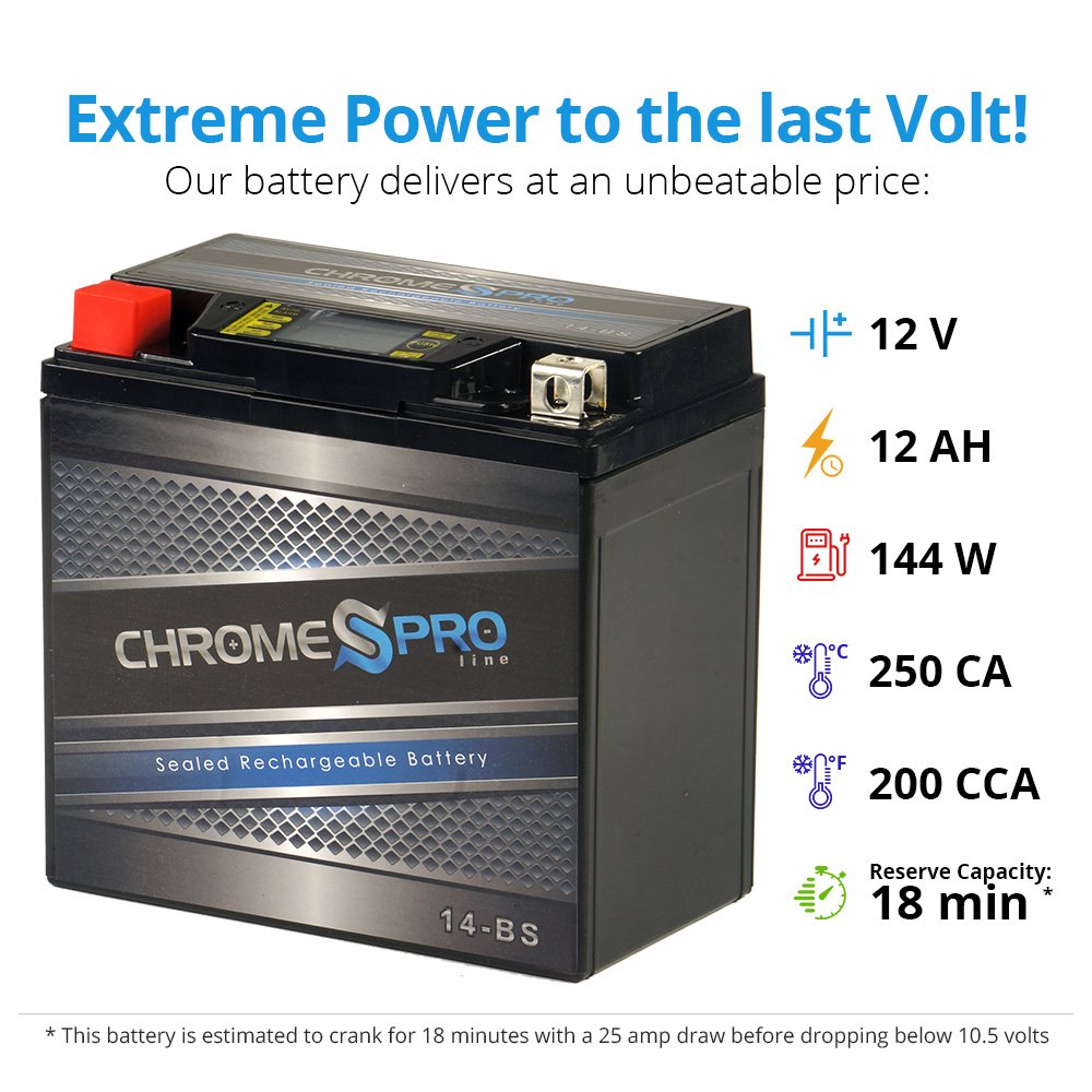 YTX14-BS iGel High Performance - Rechargeable Replacement Maintenance Free - Sealed AGM Motorcycle Battery
