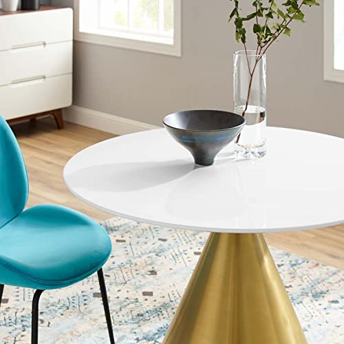 Modway Tupelo Round 40" Dining Table, 40 Inch, Gold White