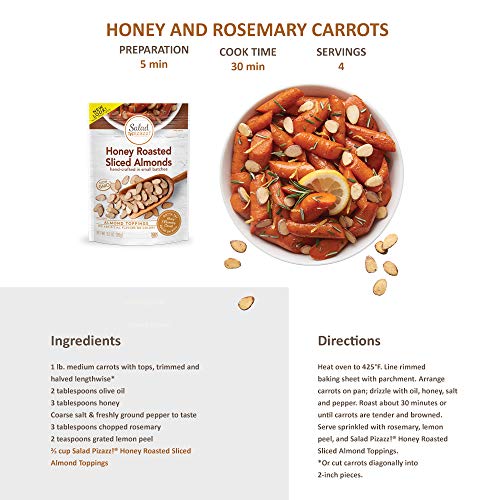 Salad Pizazz Almond Toppings Snack Mix and Salad Topping Resealable Bag, Honey Roasted, 3.5 Ounce
