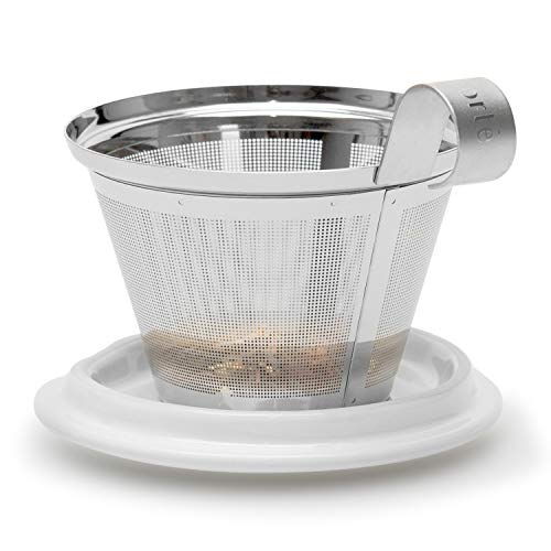 Tea Forte Kati Cup in Wellbeing, Ceramic Tea Infuser Cup with Infuser Basket and Lid for Steeping Loose Leaf Tea
