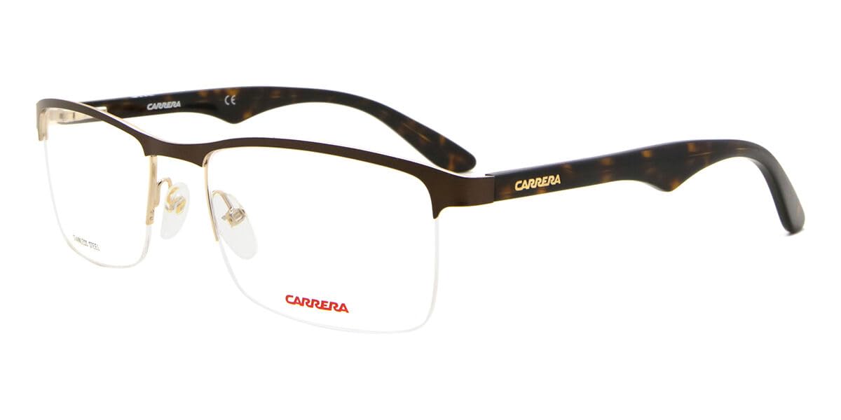 Carrera Men's 6623 Rectangular Prescription Eyewear Frames, Brown Gold Havana, 54mm, 19mm