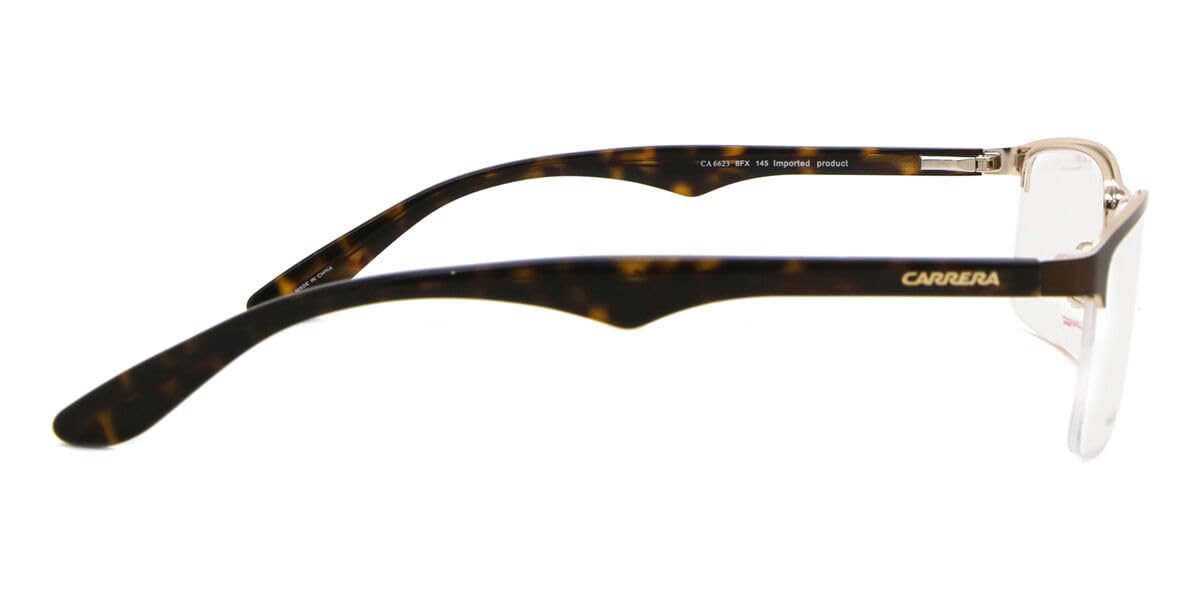 Carrera Men's 6623 Rectangular Prescription Eyewear Frames, Brown Gold Havana, 54mm, 19mm