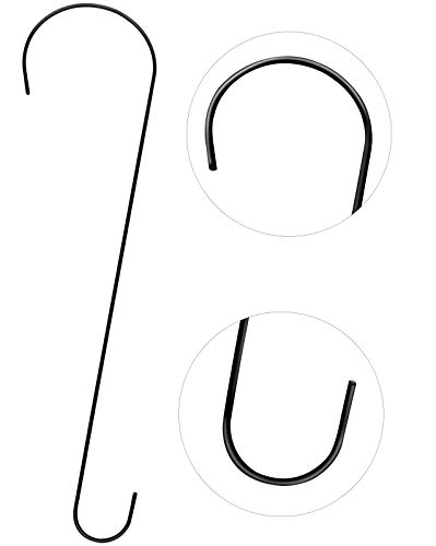 DINGEE 24 Inch Large Tree Branch Hooks, 6 Pack Extra Long Metal Black S Hooks for Hanging Plants, Garden Hooks for Hanging Bird Feeders,Plant Hooks Outdoor Hanging Basket-Outdoor or Indoor Use
