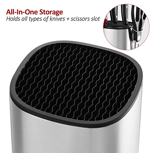 Universal Knife Block, Stainless Steel Knife Holder, Knife Organizer, Modern Rectangular Design, 8.5β by 5β(knives not included)