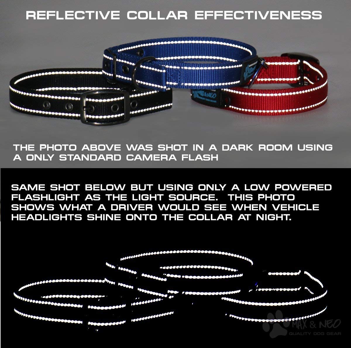 Max and Neo MAX Reflective Metal Buckle Dog Collar - We Donate a Collar to a Dog Rescue for Every Collar Sold (Medium, Black)