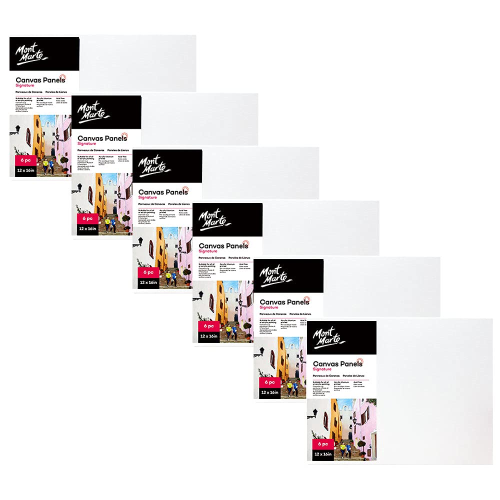 Mont Marte Canvas Panels Signature 5pc, 4 x 4in (10.2 x 10.2cm), Canvas Board, Thin Canvas, Acrylic Titanium Primed, Suitable for Oil and Acrylic Painting, Acid Free