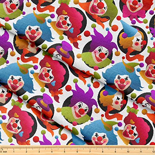 Fabric by The Yard [ 58" inches x 1 Yard ] Decorative Fabric for Sewing Quilting Apparel Crafts Home Decor Accents (Colorful Clowns Wearing Funny Pattern)