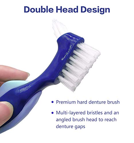 Denture Case,Denture Cups Bath, Toothbrush with hard denture, Dentures Container with Basket Denture Holder for Travel,Mouth Guard Night Gum Retainer Container (Purple)