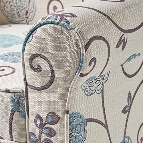 Christopher Knight Home Roseville Fabric Floral Club Chair, Blue Flowers