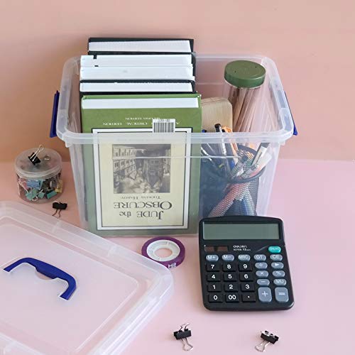 Xowine 4-Pack 10 L Plastic Storage Box, Clear Storage Box with Lid