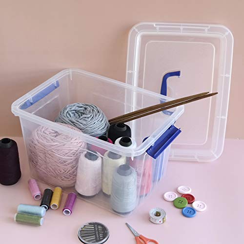 Xowine 4-Pack 10 L Plastic Storage Box, Clear Storage Box with Lid