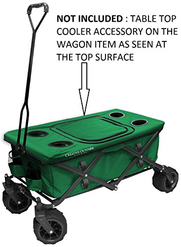 Creative Outdoor Wagon for Kids Push Pull Collapsible Stroller All-Terrain Folding Cart, Supports Upto 150lbs Weight Capacity | with Divider | Beach Park Garden & Tailgate | Green