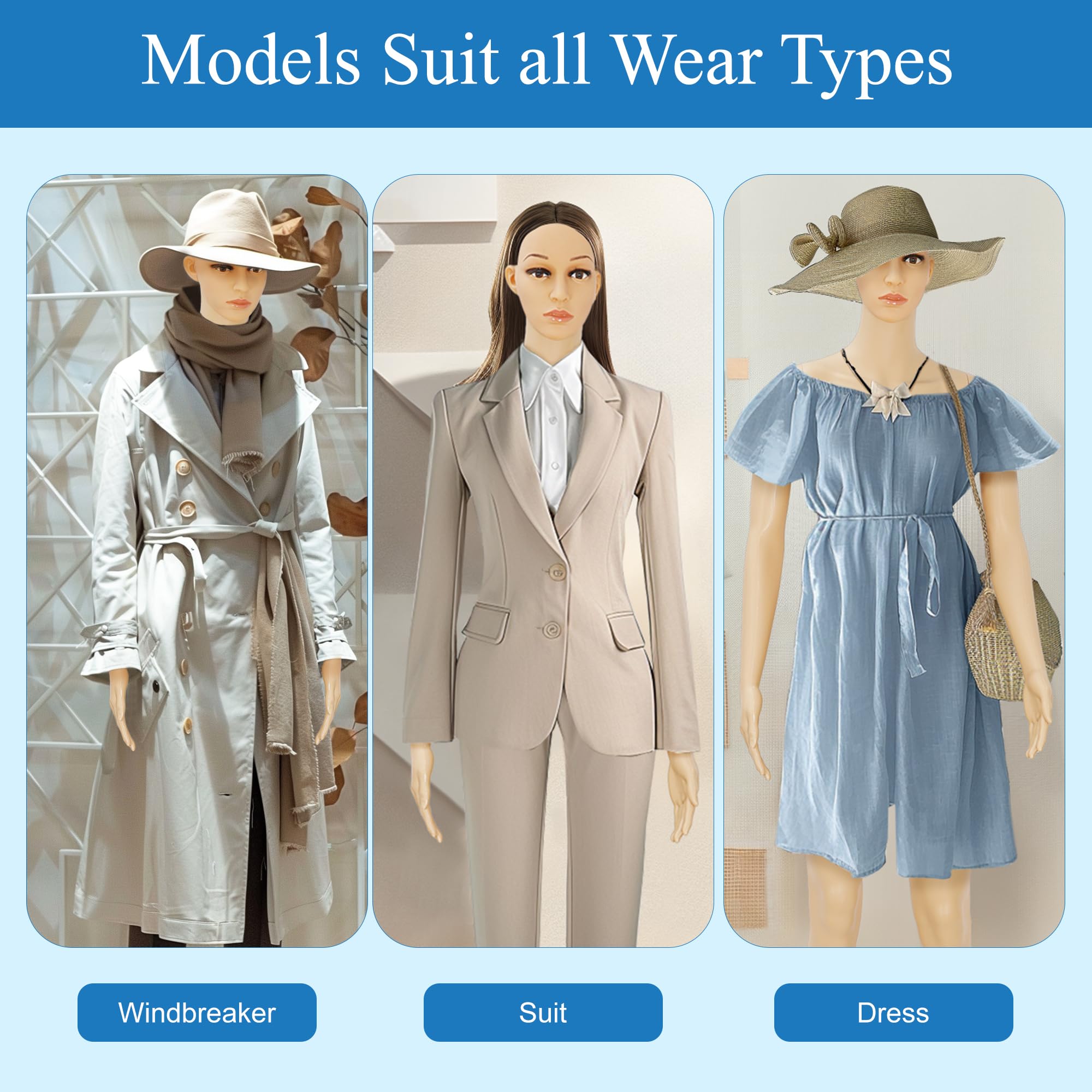 ZENY Female Mannequin Full Body, 68.9" Adjustable Mannequin Torso Dress Form with Metal Base, Realistic Clothing Model Stand, Woman