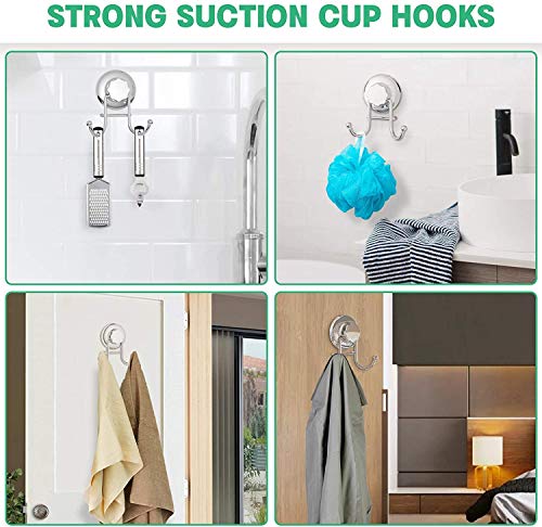 Stainless Steel Vacuum Hook, Super Suction Suction Cup,Suitable for Bathroom and Kitchen(Two Pieces) (Silver)