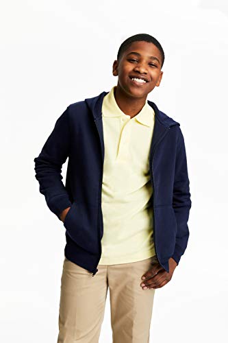 French Toast Boys' Fleece Hooded Sweatshirt, Navy, Medium/8,Big Boys