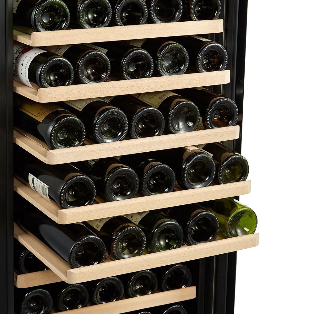 Kalamera 80 Bottle Freestanding Compressor Wine Cooler-Stainless Steel & Black/Single Zone Thermostat with Touch Control/Blue LED Lighting
