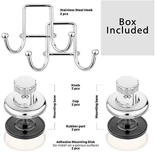Stainless Steel Vacuum Hook, Super Suction Suction Cup,Suitable for Bathroom and Kitchen(Two Pieces) (Silver)