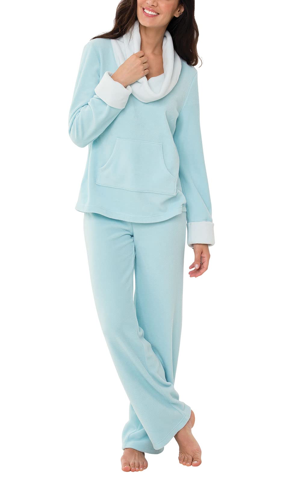 PajamaGram Pajama Sets For Women Soft - Womens Fleece Pajamas, Teal, MD