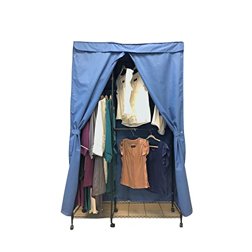 Formosa Covers Portable Garment Rolling Rack Cover - Protect Your Clothes from Dust Keep Your Room Looking Organized in Dusty Blue (Cover Only) (48"W x 18"D x 75"H)
