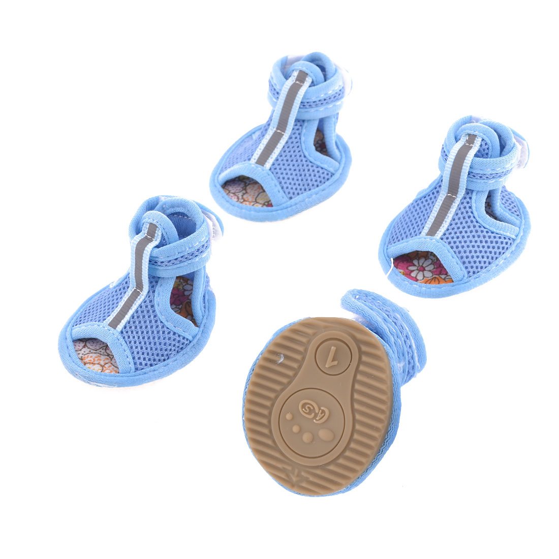 uxcell® 2 Pairs Rubber Sole Blue Mesh Yorkie Chihuaha Dog Shoes Size XXS