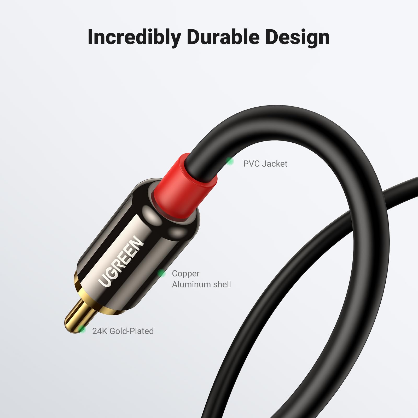 UGREEN 3.5mm to RCA Cable, 10FT RCA Male to Aux Audio Adapter HiFi Sound Headphone Jack Adapter Metal Shell Y Splitter Auxiliary Cord 1/8 Connector for Phone Speaker MP3 Tablet HDTV