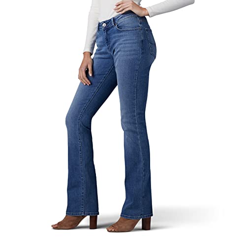 LEE Women's No-Gap Waistband Regular Fit Bootcut Jean with Hidden Pocket, Majestic, 16