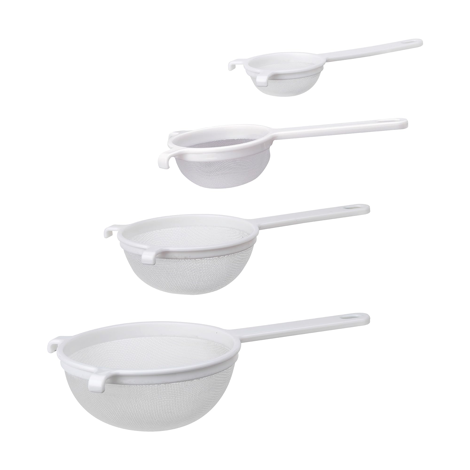 HIC Kitchen Double-Ear Fine Mesh Strainers, BPA Free, Set of 4 Sizes Includes 3, 4, 5.5, and 7-Inch Diameter
