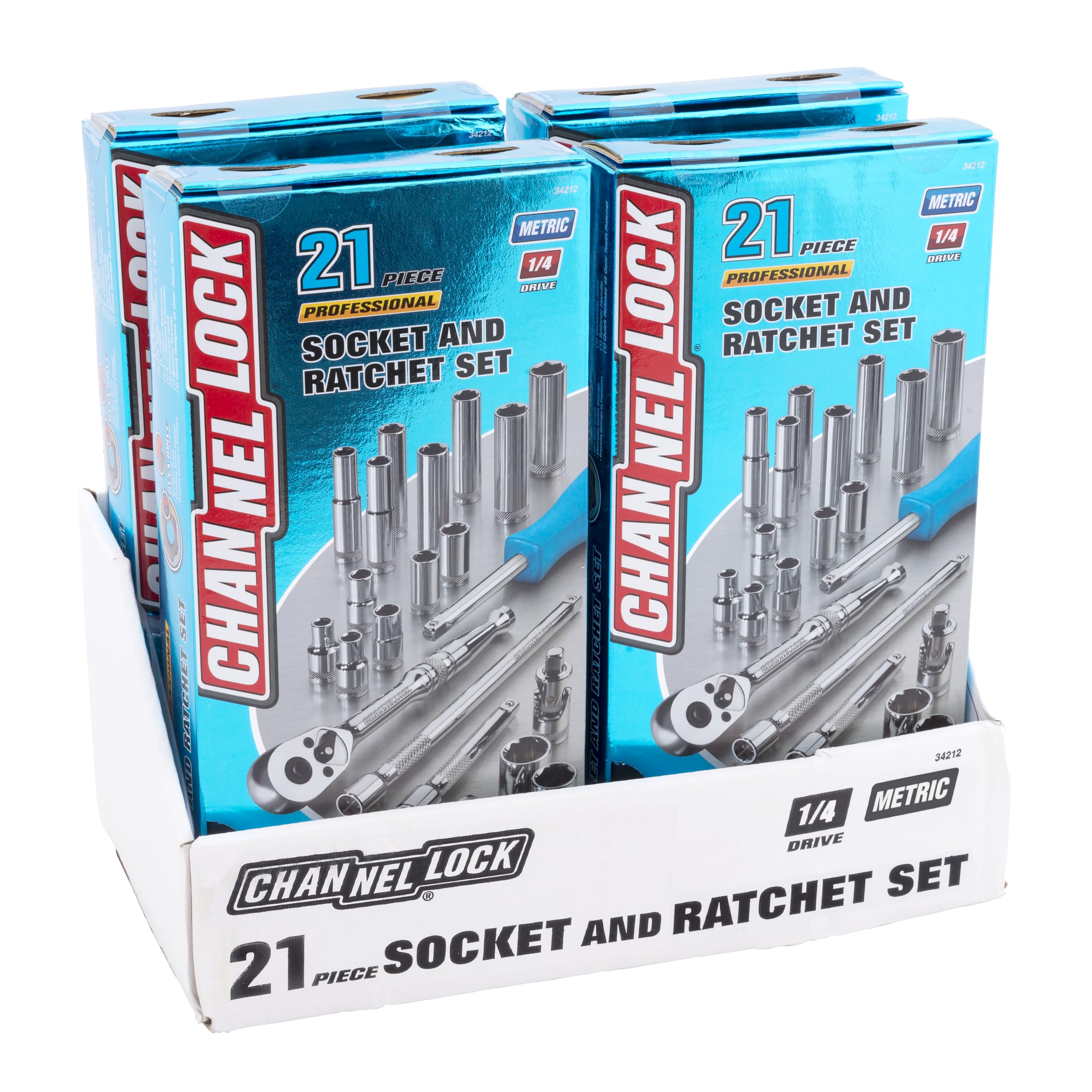 Channellock 34212 1/4" Drive Metric Socket set, 21 Piece