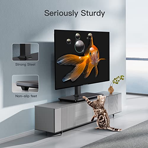 Universal TV Stand for 32-80 Inch LCD/LED/OLED TVs Tabletop TV Stand Base with VESA up to 600x400mm Height Adjustable TV Stand Mount Holds up to 99lbs with Tempered Glass- APTVS07