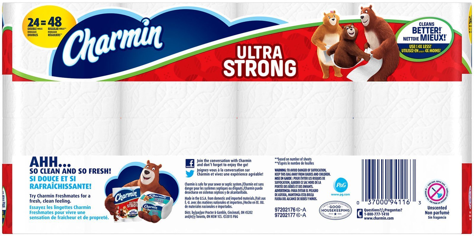 Charmin Ultra Strong Toilet Paper, Double Roll, 24 Count