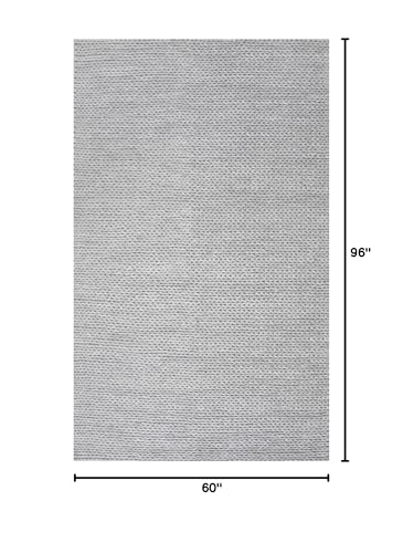 nuLOOM 5x8 Penelope Wool Braided Handmade Area Rug, Light Grey, Solid Rustic Farmhouse Style, For Bedroom, Living Room, Hallway, Entryway