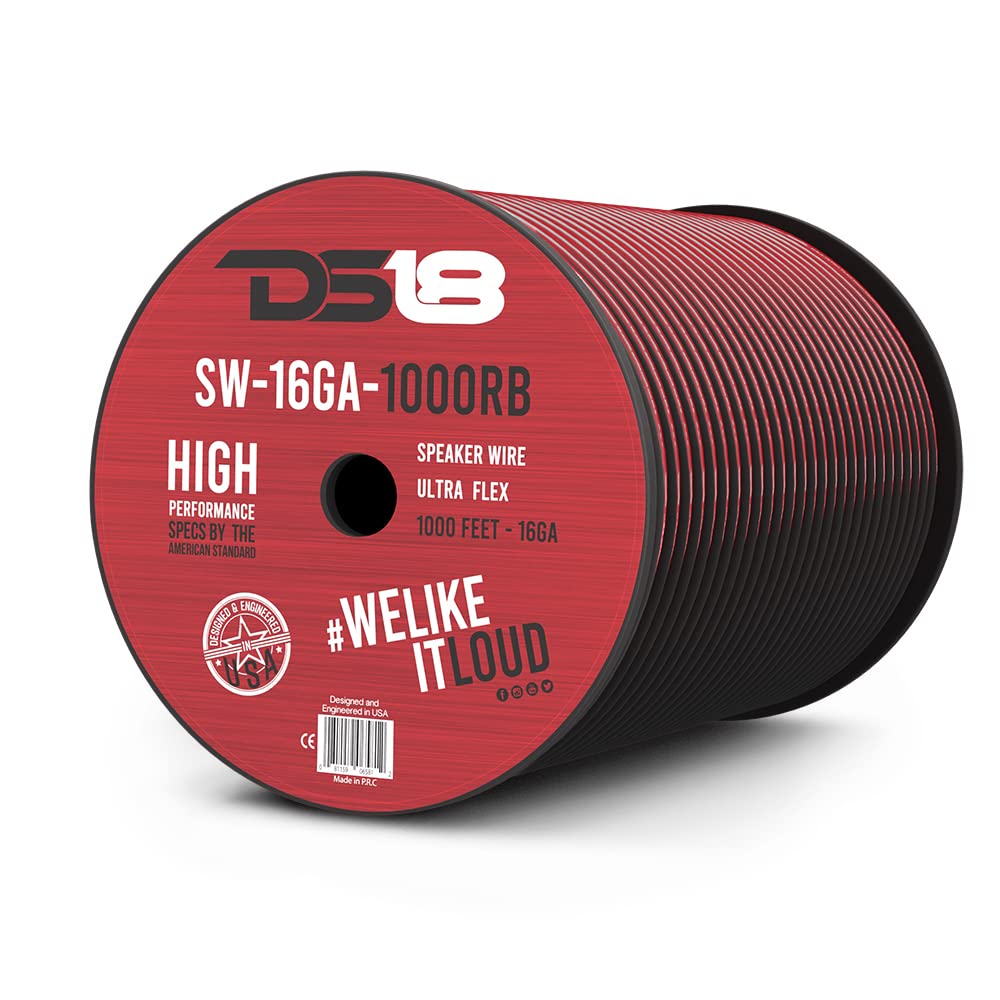 DS18 SW-16GA-1000RB 16-Gauge 1000-Feet Speaker Wire Ultra Flex CCA Red and Black (1000 FT / 304.8 Meters) Speaker Cable for Audio Applications