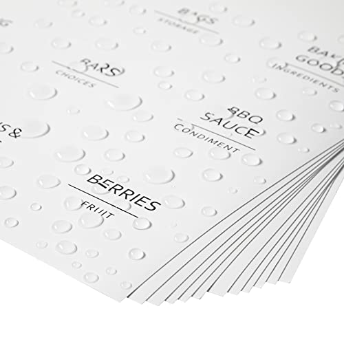 Talented Kitchen 157 Pantry Organization Labels for Food Storage Containers, Preprinted Black All Caps on Matte White Vinyl Stickers + Numbers for Minimalist Kitchen (Water Resistant)