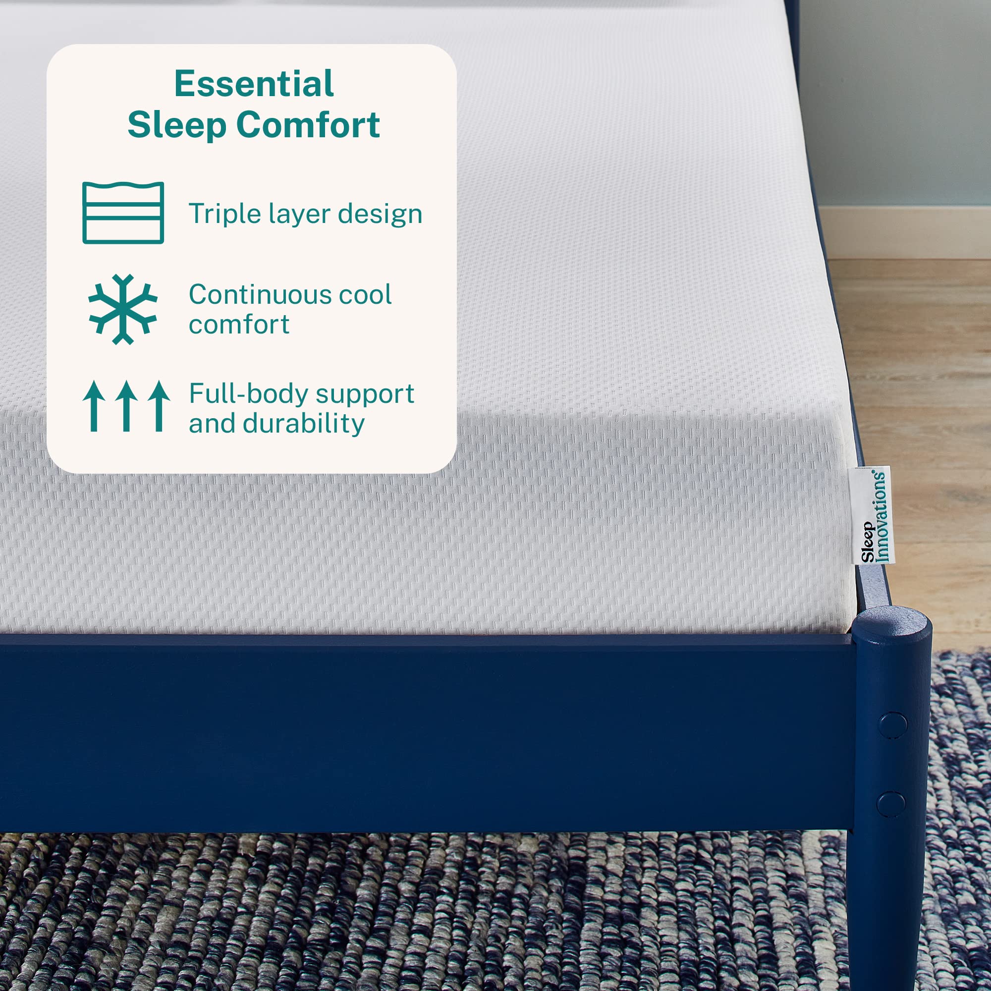 Sleep Innovations Marley 8 Inch Cooling Gel Memory Foam Mattress, Full Size, Bed in a Box, Medium Firm Support